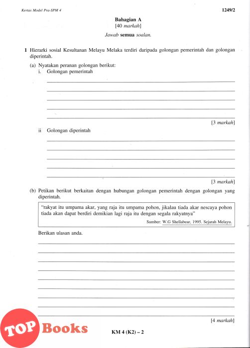[topbooks Sasbadi] Kertas Model Pra Spm Go Sejarah Tingkatan 4 Kssm 2