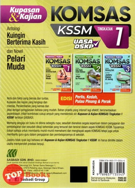 [TOPBOOKS Sasbadi] Kupasan & Kajian Komsas Novel Pelari Muda Tingkatan