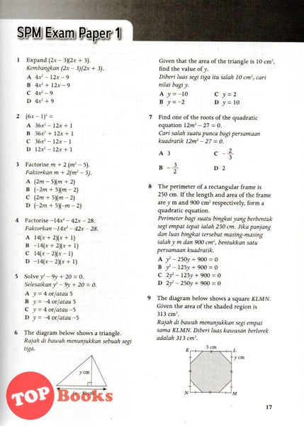 Topbooks Sap Ready To Answer Spm Questions Mathematics Form 4 Dwibah